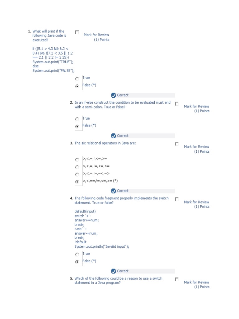 Quiz 5 Java Fundamental | PDF | Control Flow | Computing