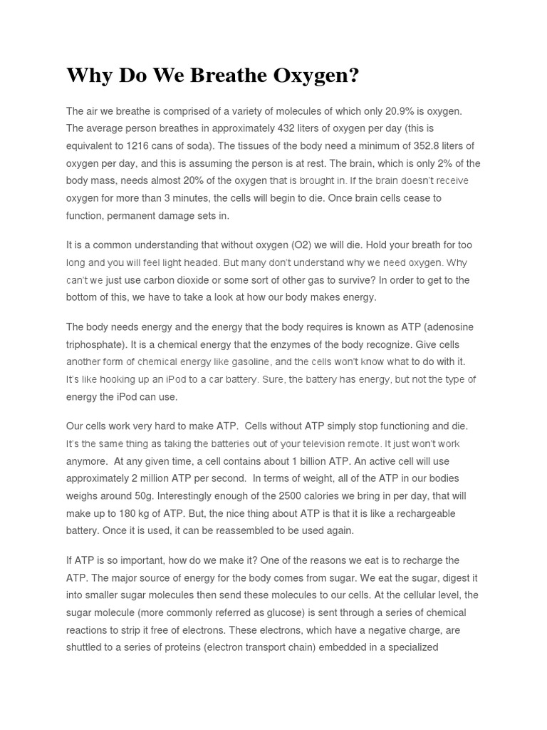 Why Do We Breathe Oxygen | PDF | Oxygen | Ion