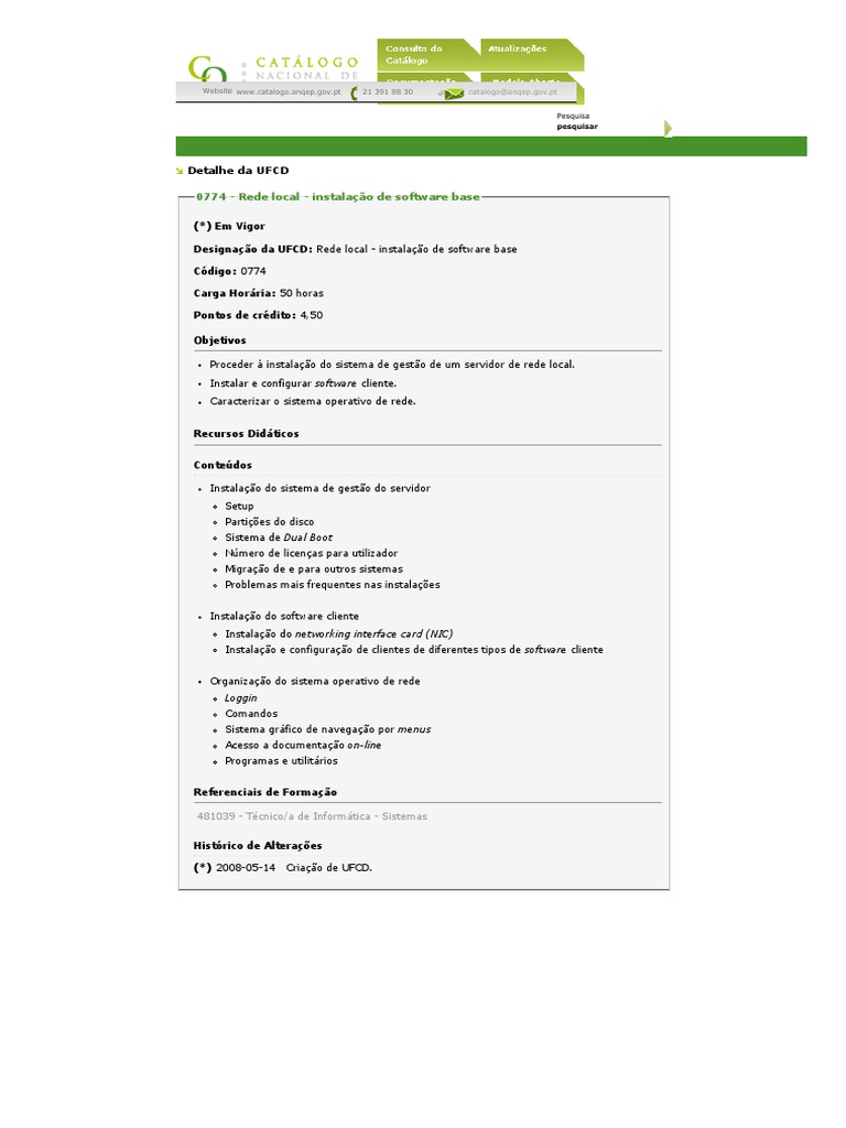 Detalhe Da UFCD 0774 - Rede Local - Instalação de Software Base | PDF