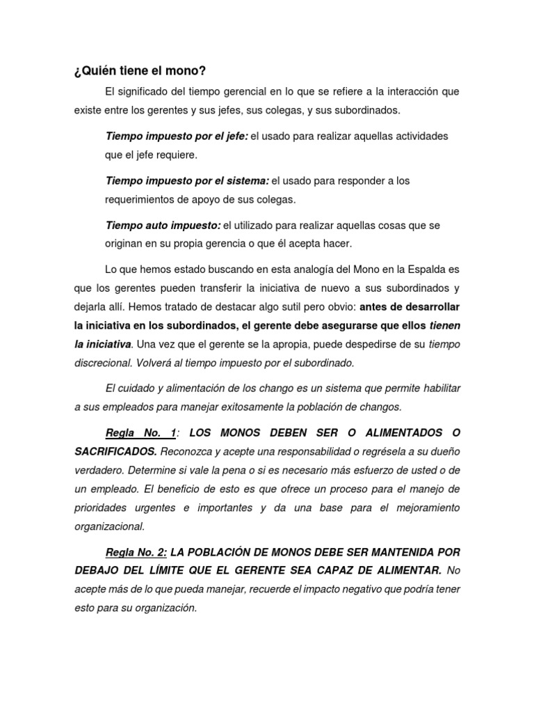 Quién Tiene El Mono | PDF | Planificación | Negocios (general)