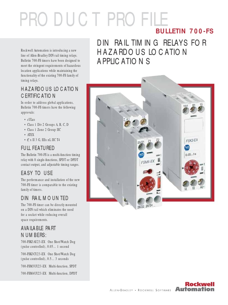 Product Profile: Din Rail Timing Relays For Hazardous Location ...