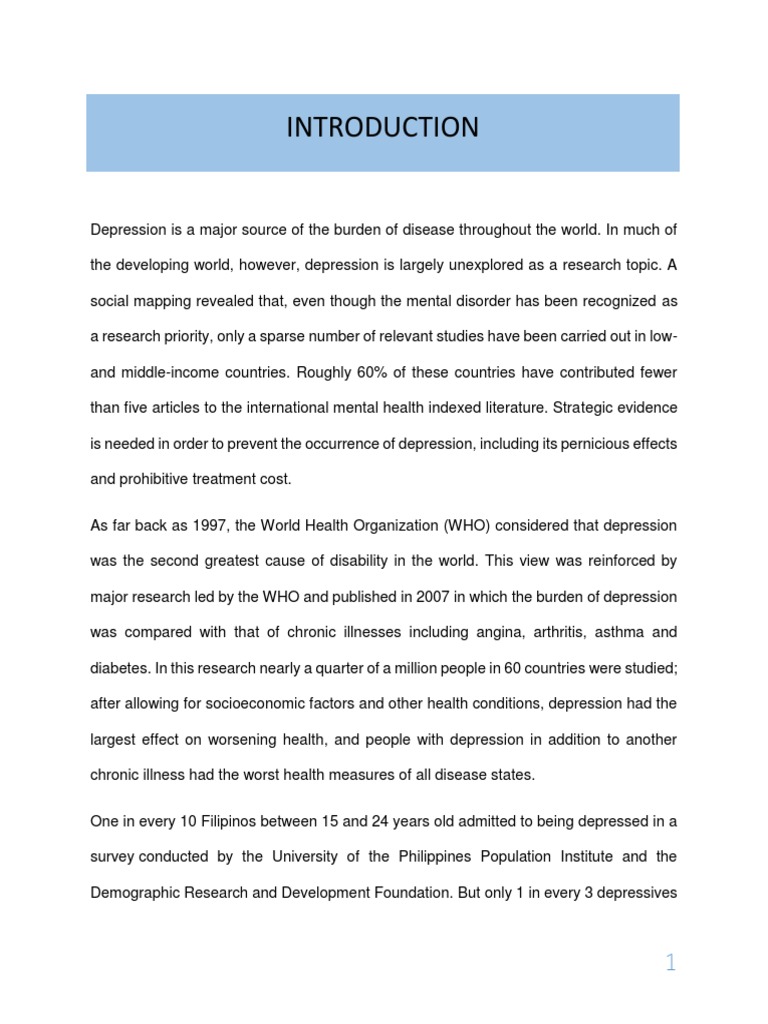 Depression in Filipino Youth | PDF | Major Depressive Disorder ...