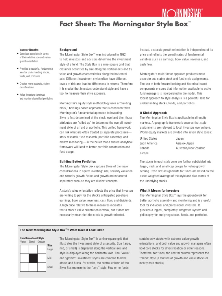 MorningstarStyleBox FactSheet | PDF | Investing | Stocks