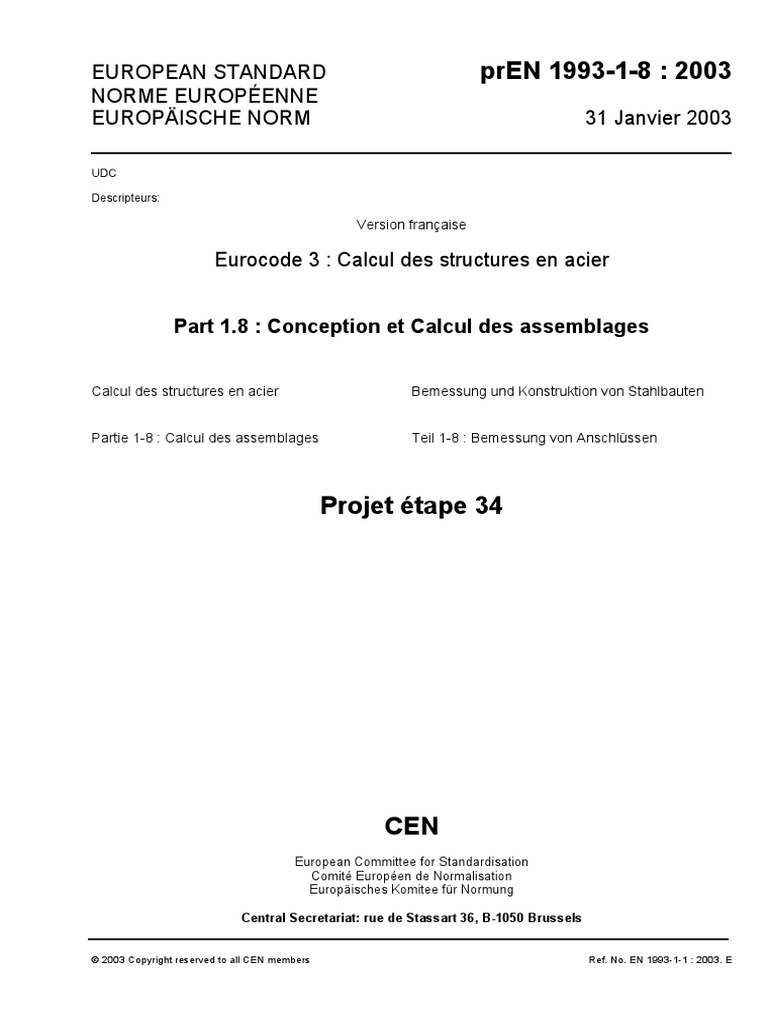 Eurocode 3 P 1.8 Calcul Des Assemblages CM | Contrainte de cisaillement ...