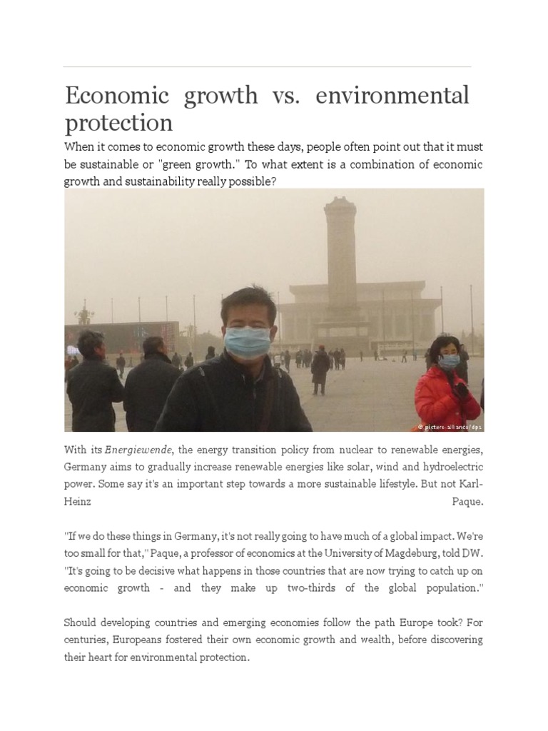 Economic Growth vs. Environmental Protection | PDF | Coal | Fossil Fuels