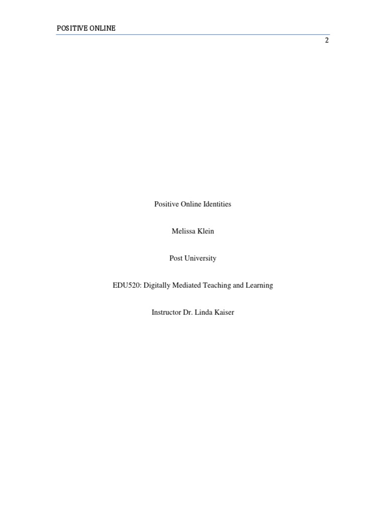 Positive Online Identity | PDF | Educational Technology | Facebook