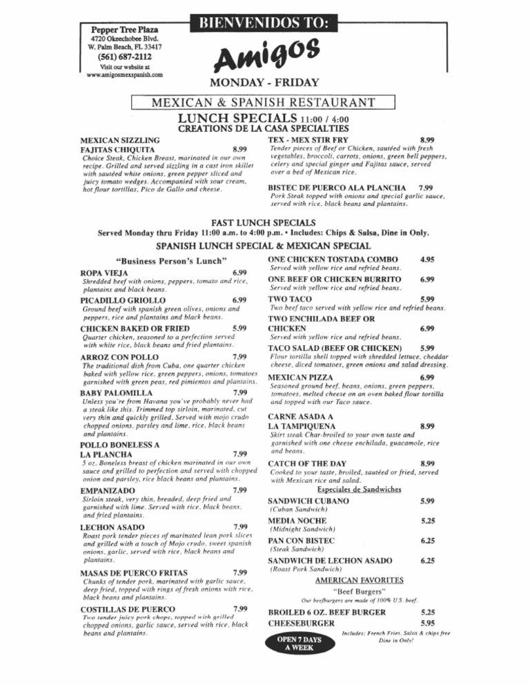 Amigos LunchMenu | PDF | Taco | Food And Drink