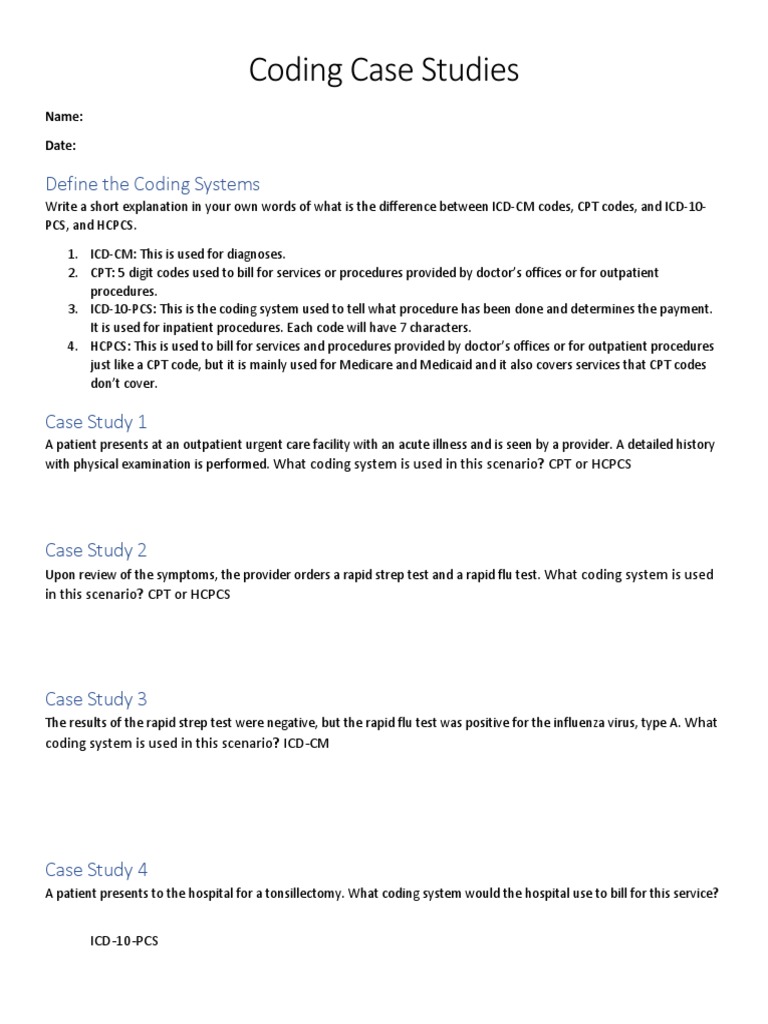 coding case studies | International Statistical Classification Of ...