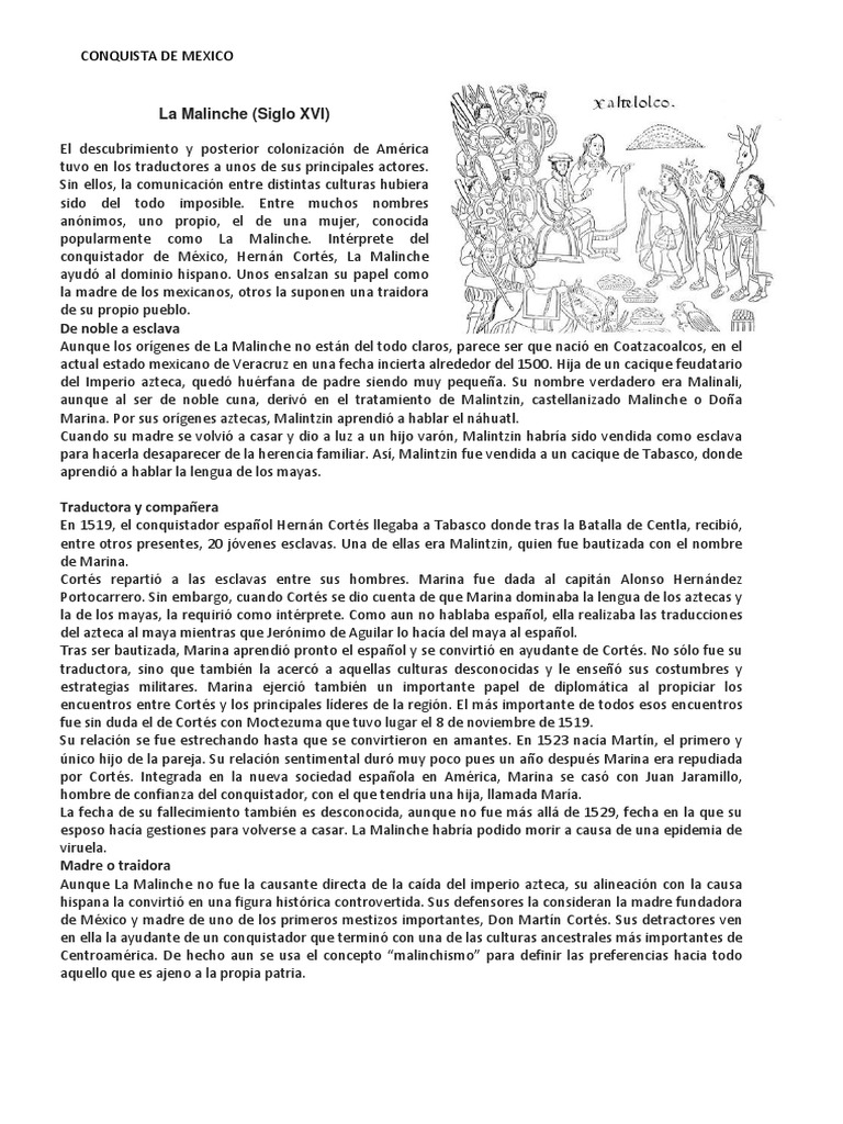 La Malinche: Traductora y Controversia | PDF | Hernán Cortés | America ...