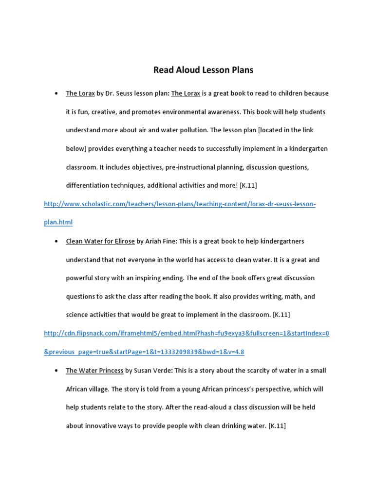 Read Aloud Lesson Plans: Plan - HTML | PDF | Recycling | Reuse