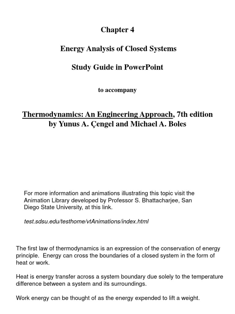 Energy Analysis of Closed Systems Study Guide in Powerpoint: To Accompany | PDF | Enthalpy | Gases