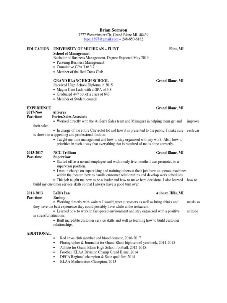 Brians Resume | PDF | Further Education | Business