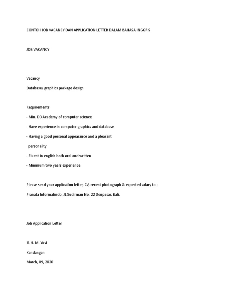 Contoh Job Vacancy | PDF