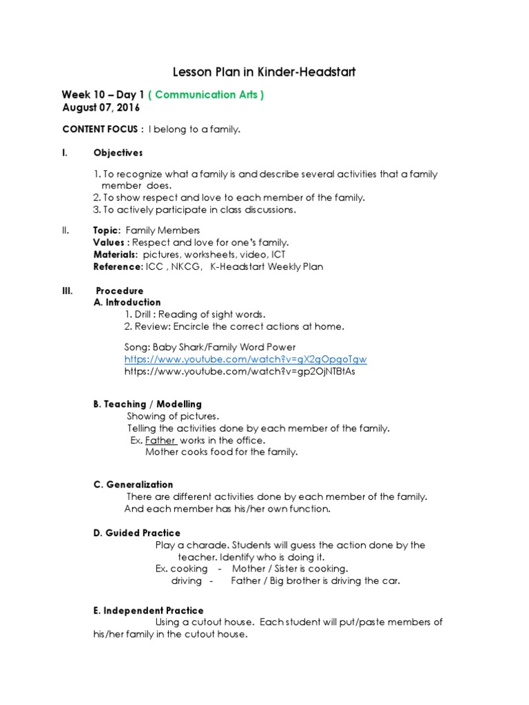 Lesson Plan in Kinder | PDF