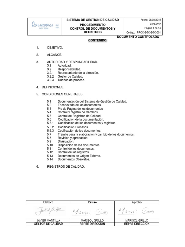 PROC-SGC-SGC-001 - Procedimiento de Control de Documentos y Registros ...