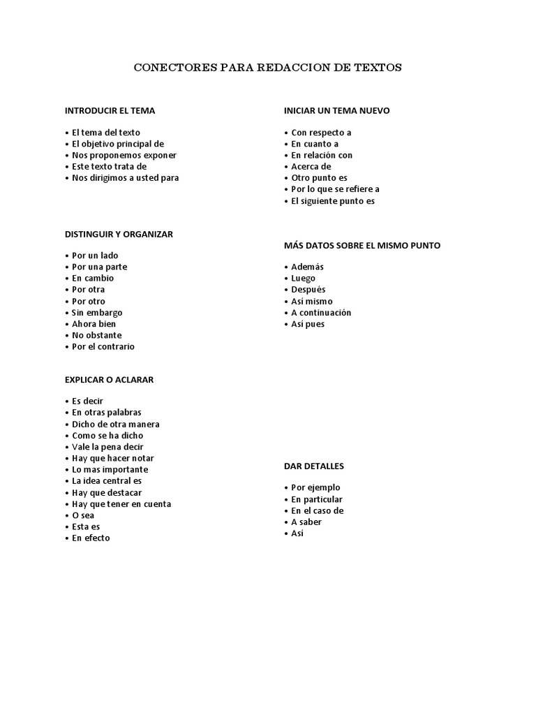 Conectores para Redaccion de Textos | PDF | Science | Ciencia filosófica