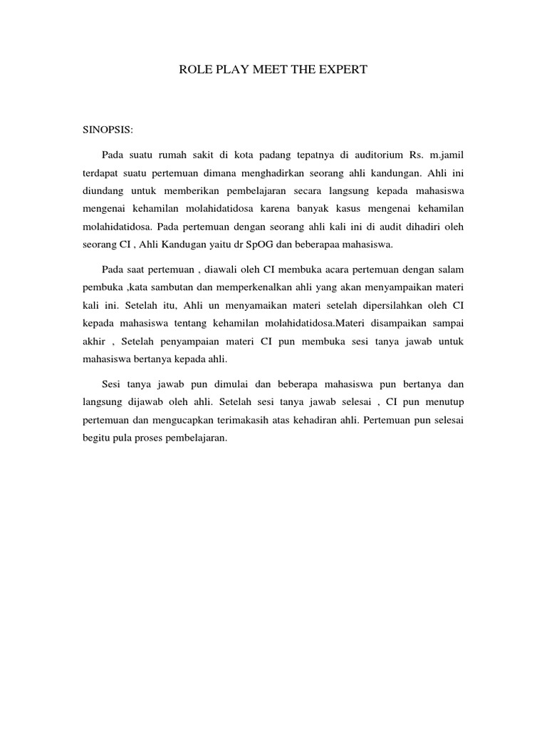 Role Play Meet The Expert | PDF | Sains & Matematika