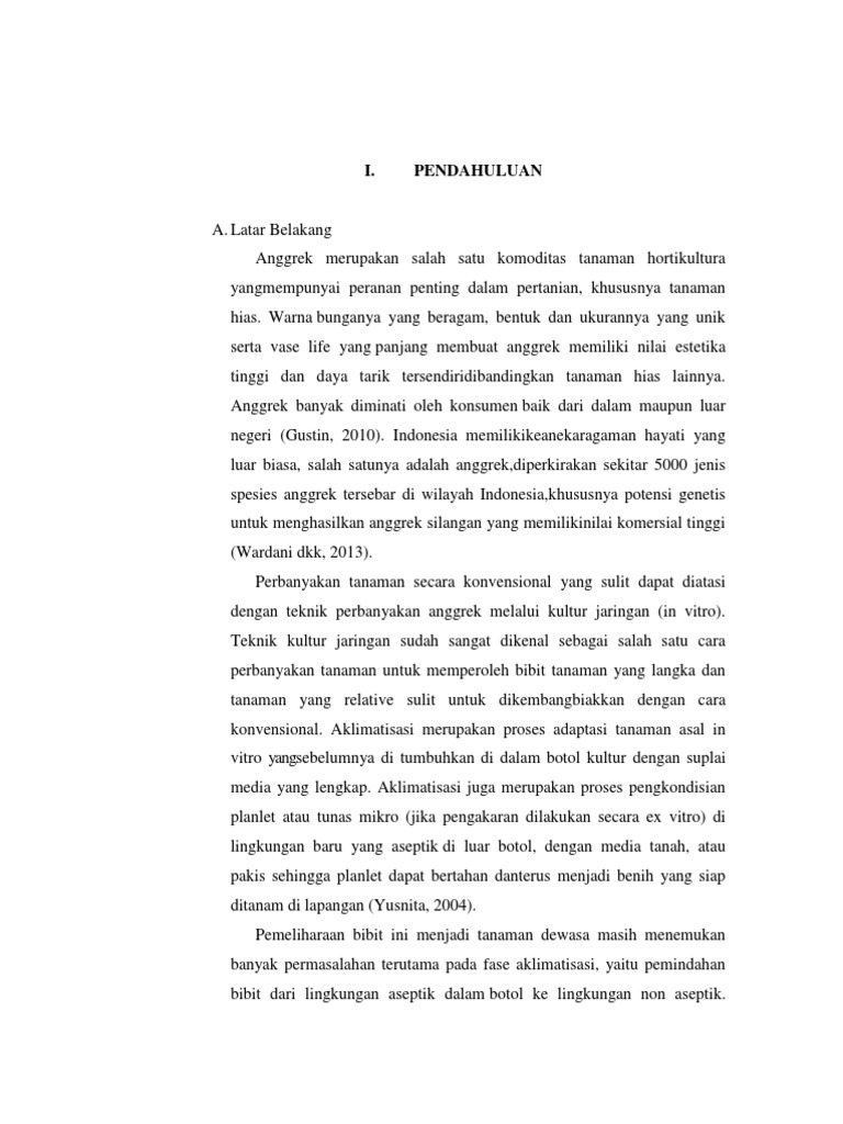 Aklimatisasi Anggrek Hasil Kultur Jaringan | PDF