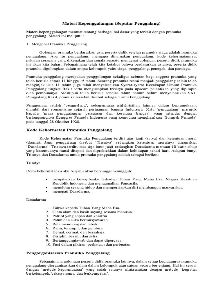 Kumpulan Materi Pramuka Penggalang Lengkap | PDF