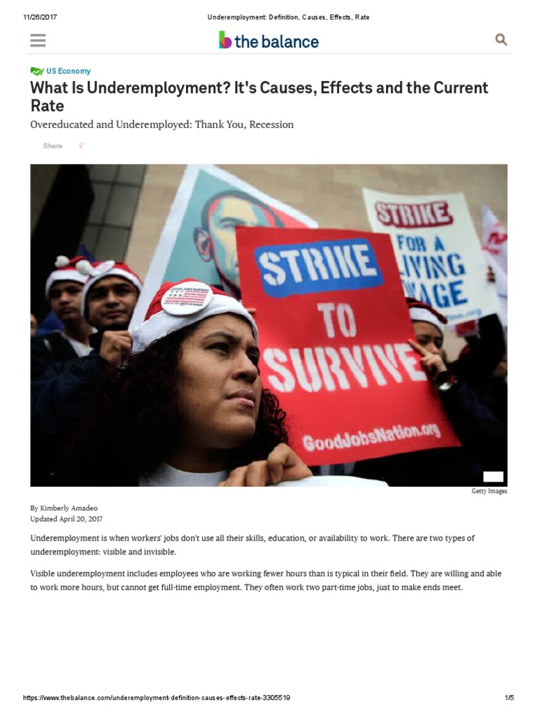 Underemployment - Definition, Causes, Effects, Rate | PDF ...