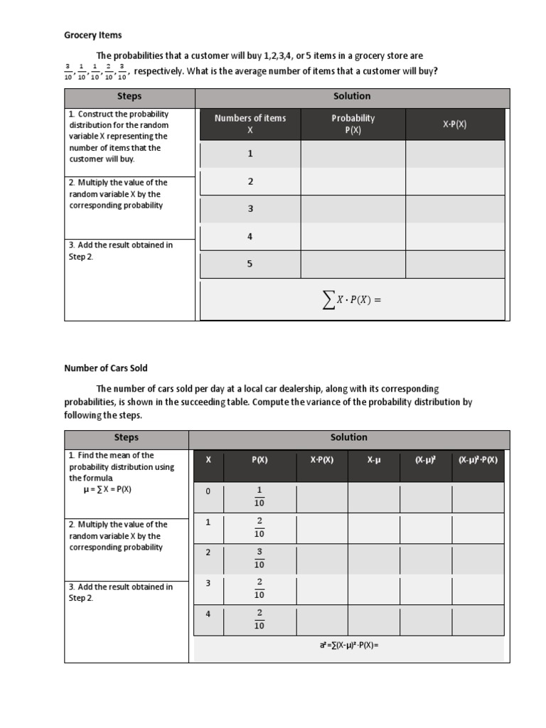Steps Solution: Grocery Items | PDF | Variance | Mean