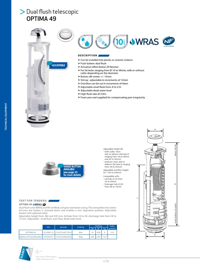OPTIMA 49 Flushing Valve Product File | PDF