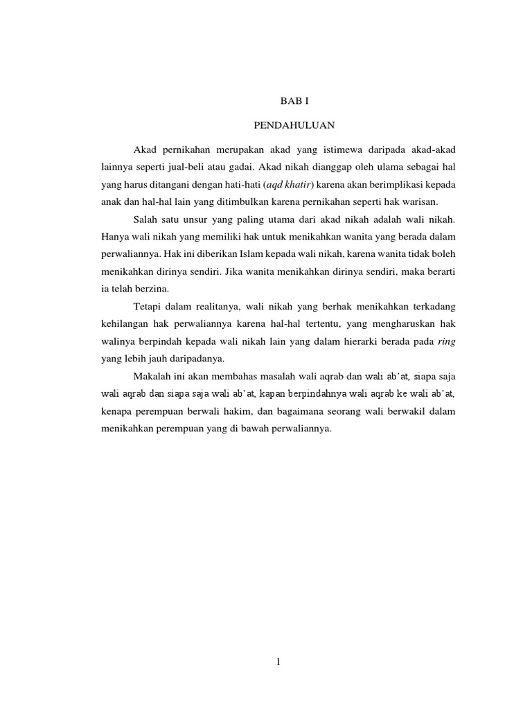 Wali Akrab Dan Ab'at Kitabun Nikah | PDF