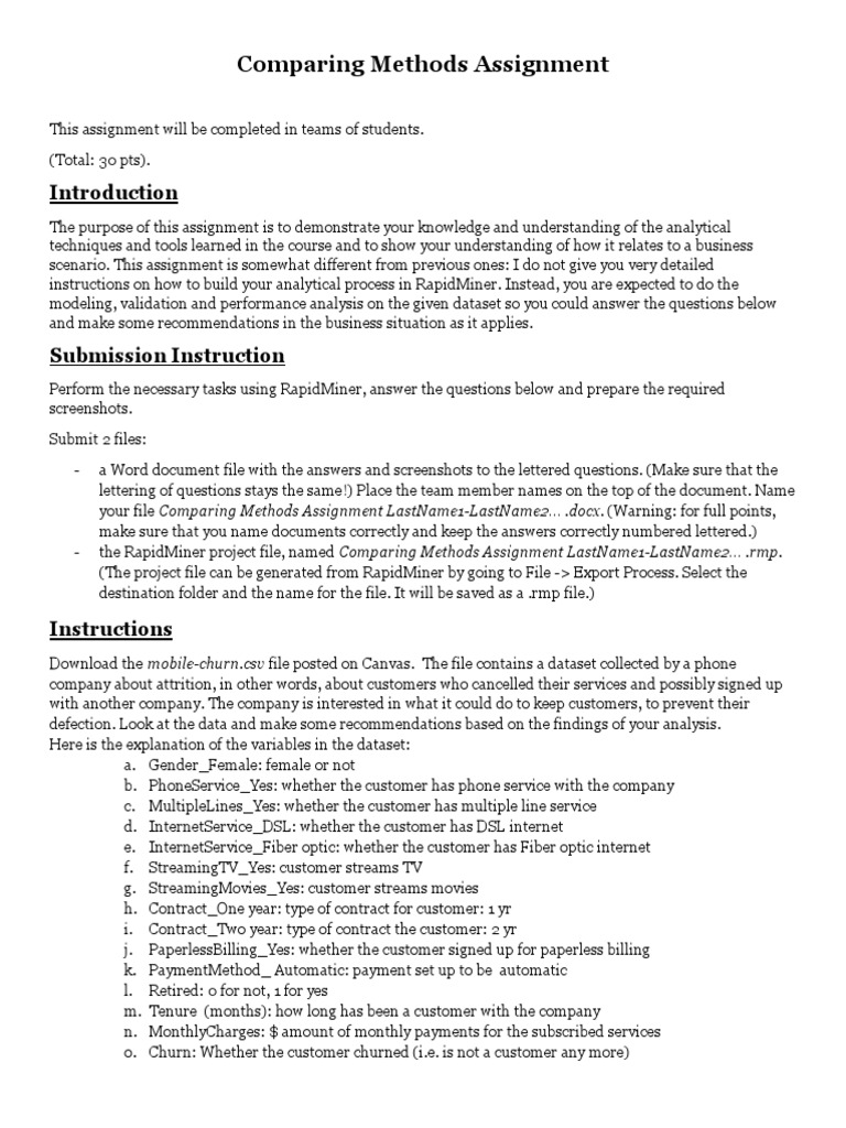 Comparing Methods Assignment | PDF | Statistics | Cognitive Science