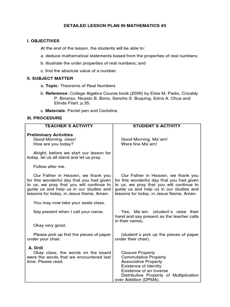 10 Lesson Plan | Poetry | Real Number