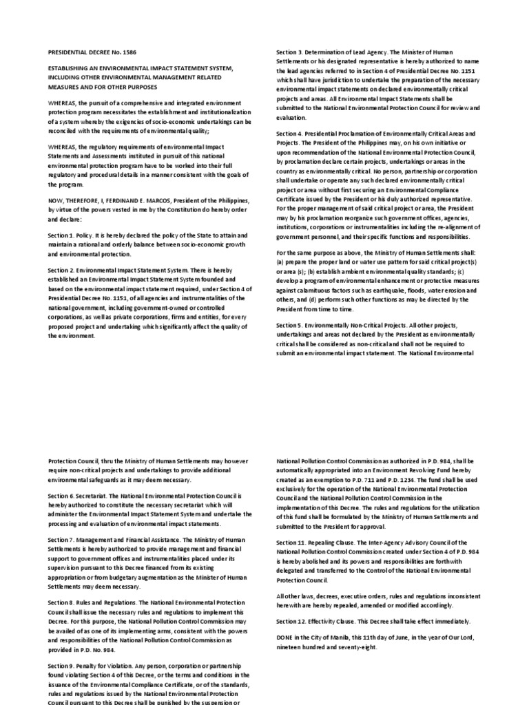 PD 1586.docx | Environmental Impact Assessment | Environmental Resource ...