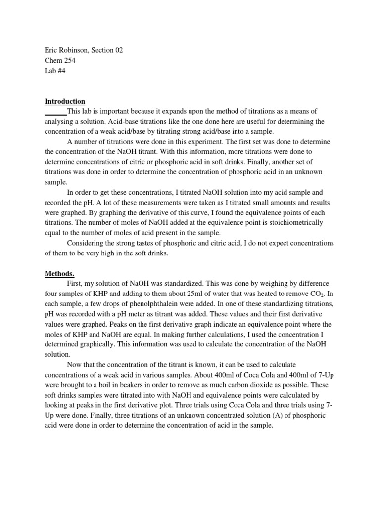 Lab 4 - Soda Titrations 1 | PDF | Titration | Chemistry
