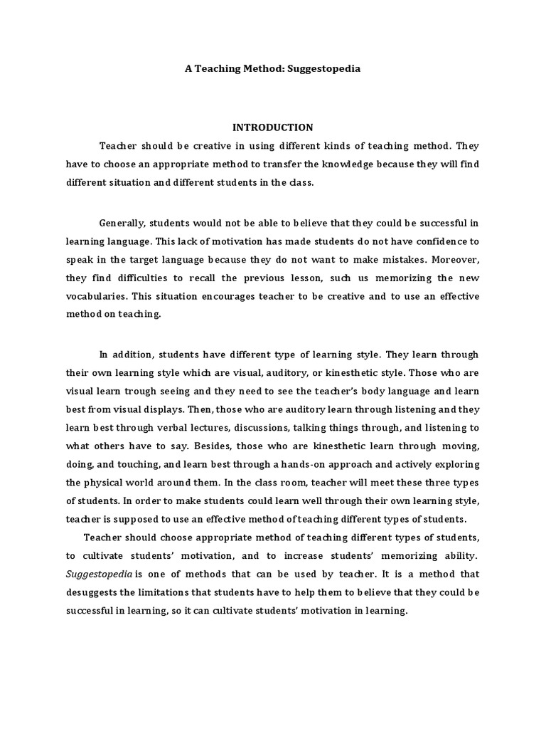 A Teaching Method Suggestopedia Fix | PDF | Teaching Method | Language Education