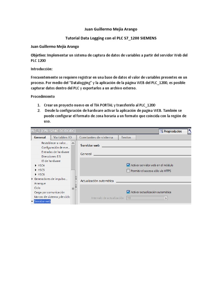 Tutorial Data Logging Con El PLC 1200 | PDF | Tabla (base de datos ...