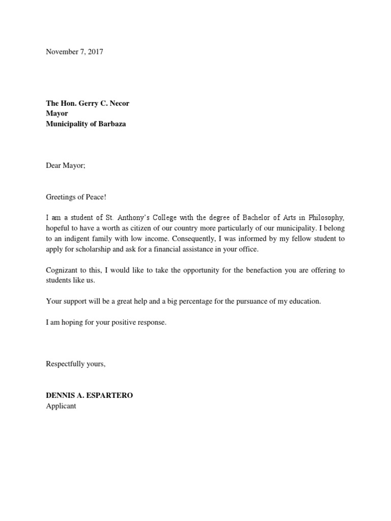 The Hon. Gerry C. Necor Mayor Municipality of Barbaza | PDF