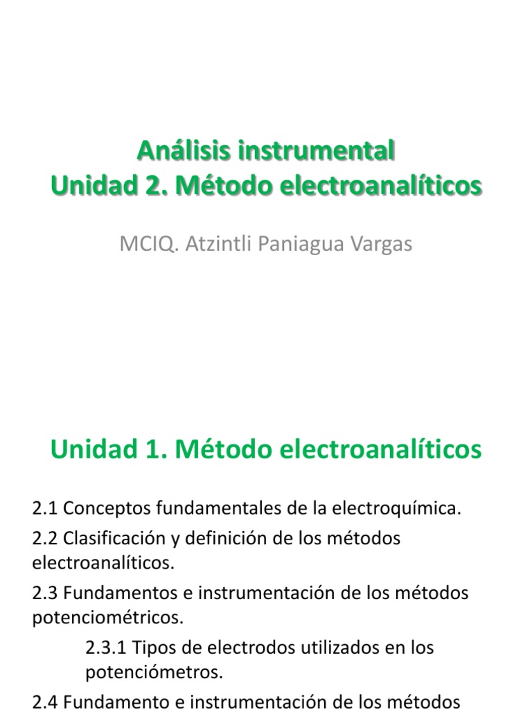 Unidad 2. Métodos Electroanalíticos | PDF | Electroquímica | Redox
