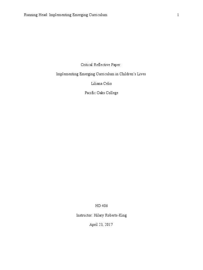 HD 406 - Critical Reflective Paper | PDF | Literacy | Curriculum