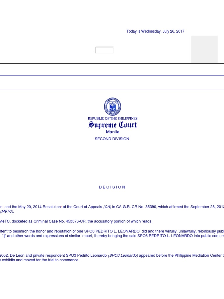 Grave Oral Defamation Cases | Defamation | Prosecutor