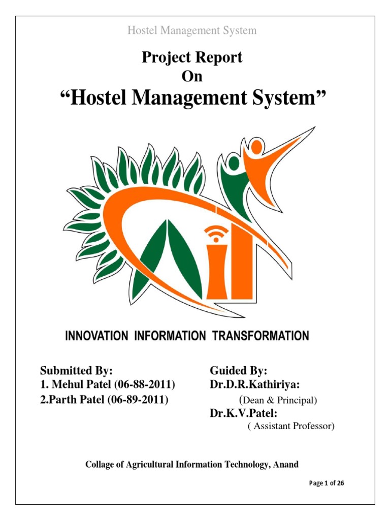 Hostel Management System Project Report | PDF | Databases | Password