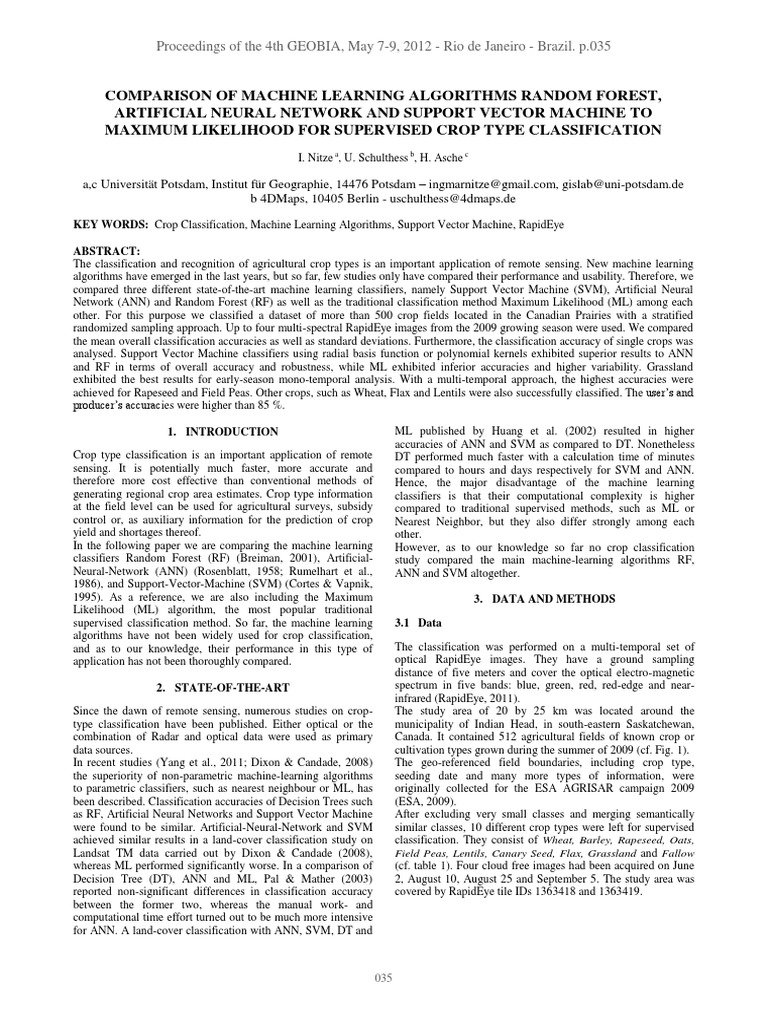 Comparison of Machine Learning Algorithms Random Forest, Artificial Neural Network and Support ...