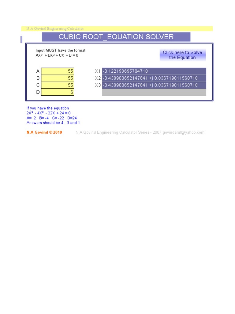 Cubic Equation Solver | PDF