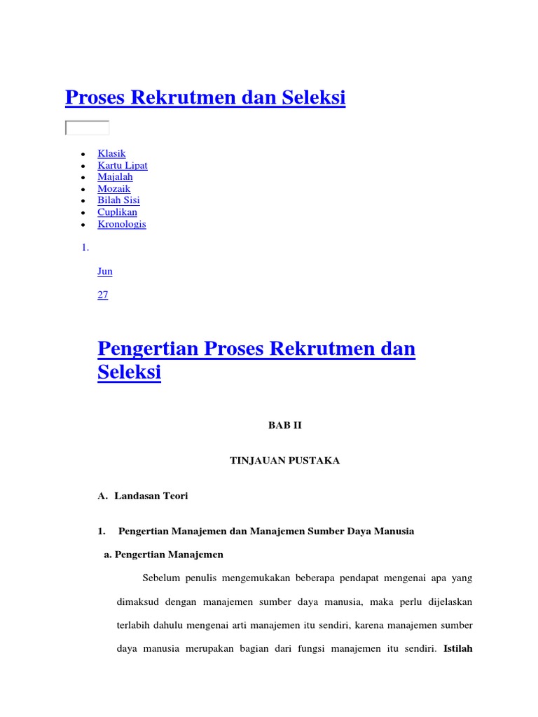 Proses Rekrutmen Dan Seleksi | PDF