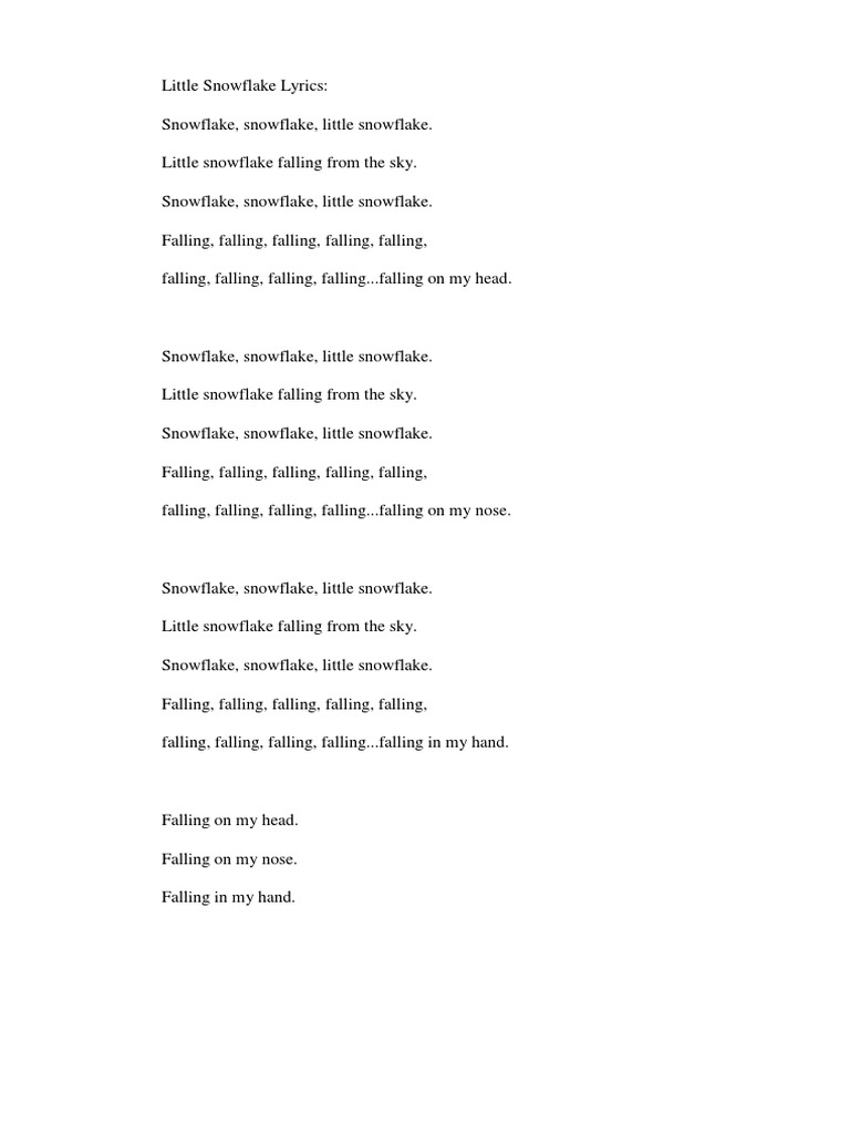 Little Snowflake Lyrics | PDF