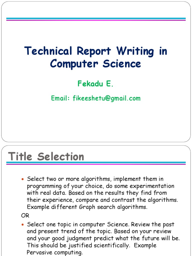 Technical Report Writing in CS 2016 | PDF | Abstract (Summary) | Science