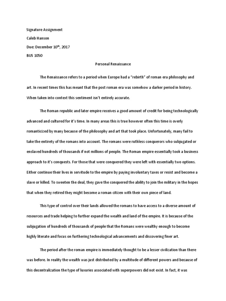 Signature Assignment | PDF | Roman Empire | Ancient Rome