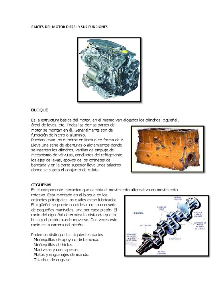 Partes Del Motor Diesel y Sus Funciones | PDF | Pistón | Propulsión