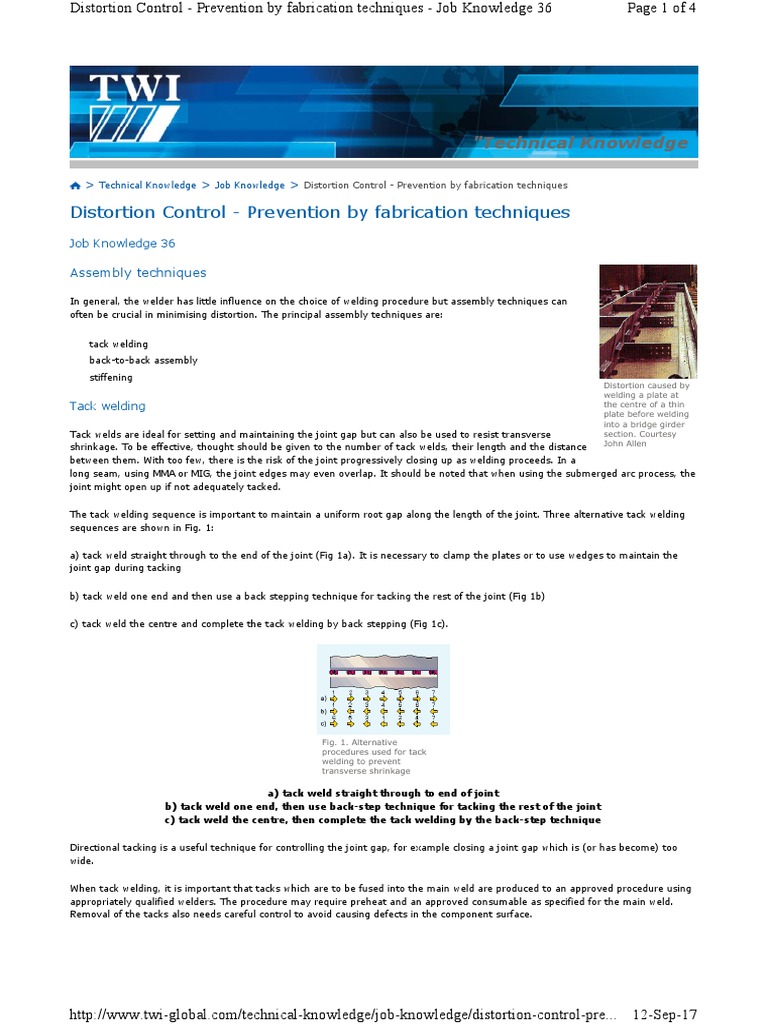 Distortion Control - Prevention by Fabrication Techniques | PDF ...