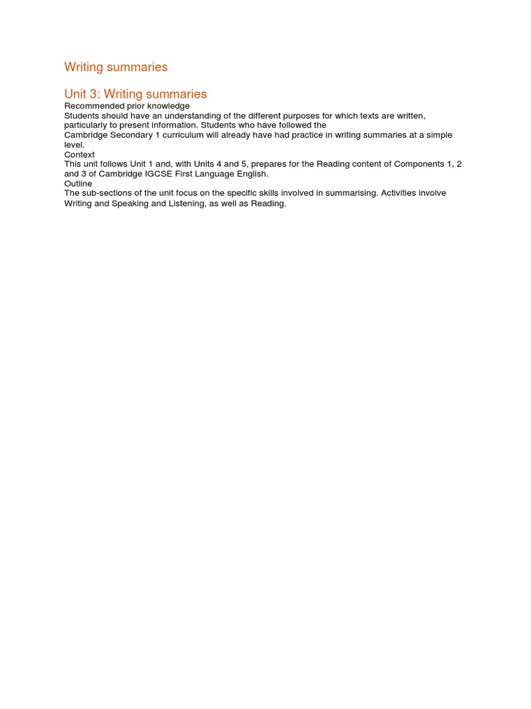 Essential Skills for Writing Summaries | PDF | Career & Growth