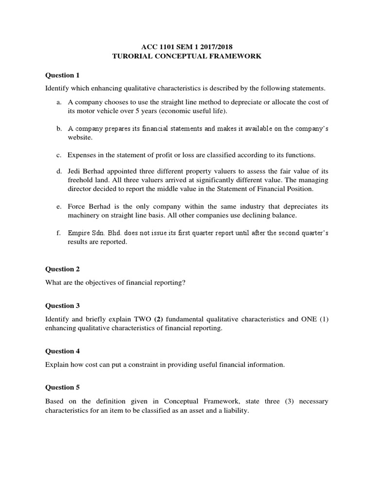 Tutorial Conceptual Framework | PDF | Financial Statement | Depreciation