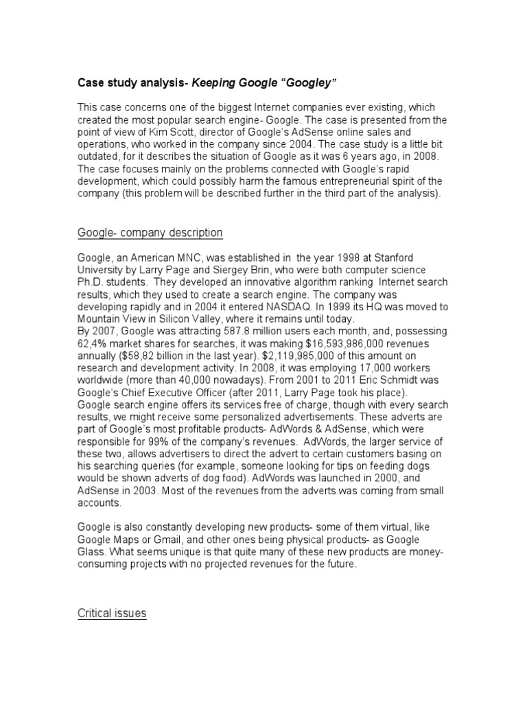 Google Case Study: Culture & Growth Challenges | PDF | Ad Sense | Business