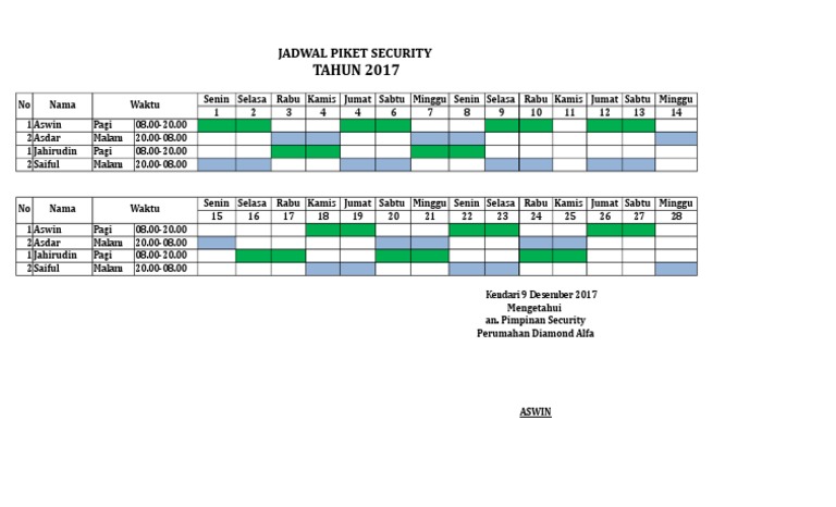 Jadwal Security | PDF